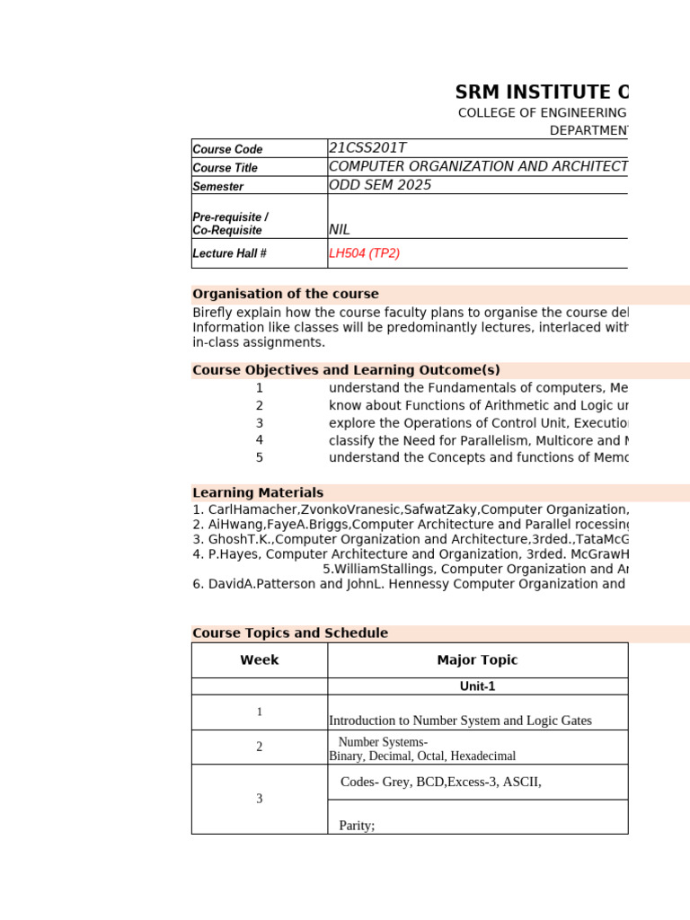 COA - Course Handout G1 GFW | PDF | Central Processing Unit | Digital ...