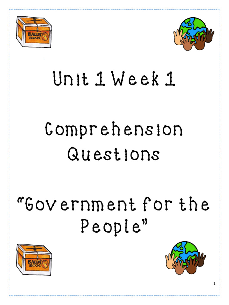 Unit 1 Week 1 Comprehension Questions "Government For The People" | PDF ...