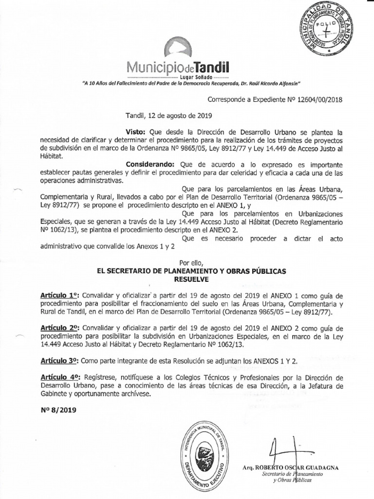 3-Guia de Subdivisiones en El Partido de Tandil - Resolucion #8-19 | PDF