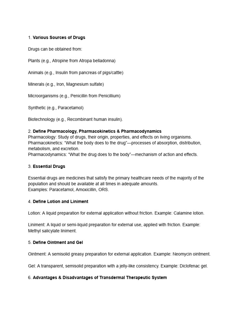 Sources and Types of Drugs Explained | PDF | Topical Medication ...