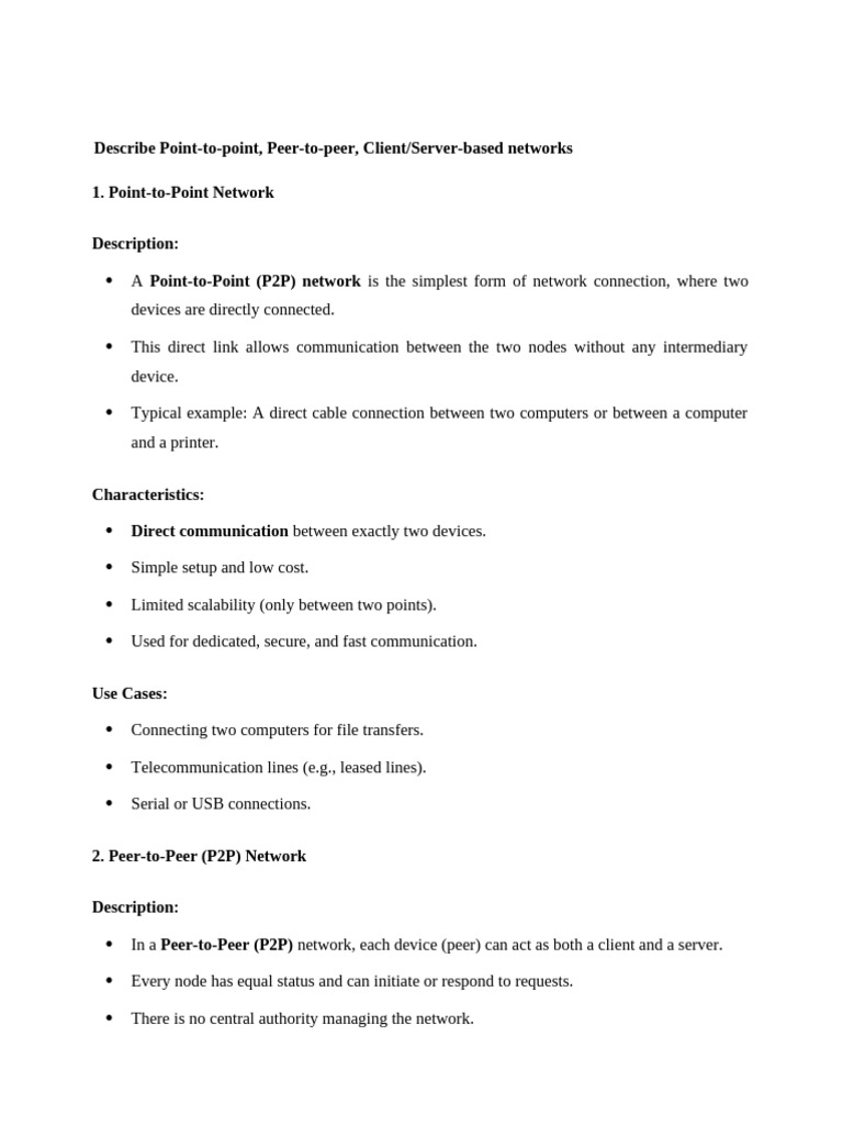 Point-to-Point vs Peer-to-Peer Networks | PDF | Peer To Peer | Computer ...