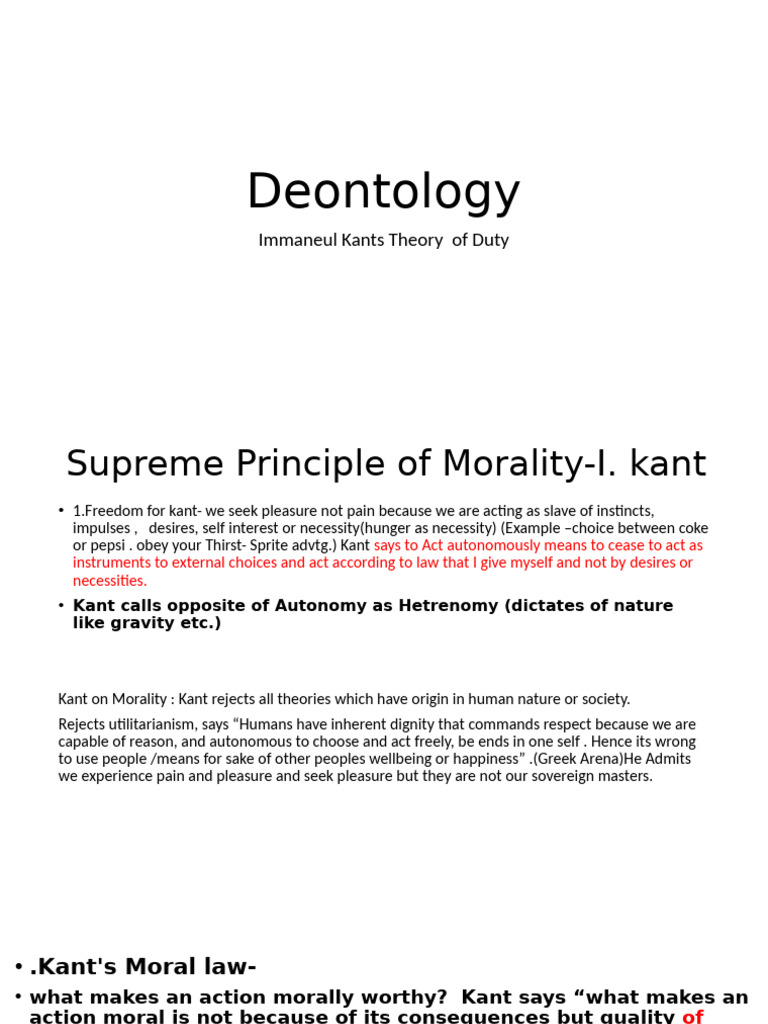Kant's Deontology: Duty for Duty's Sake | PDF | Immanuel Kant
