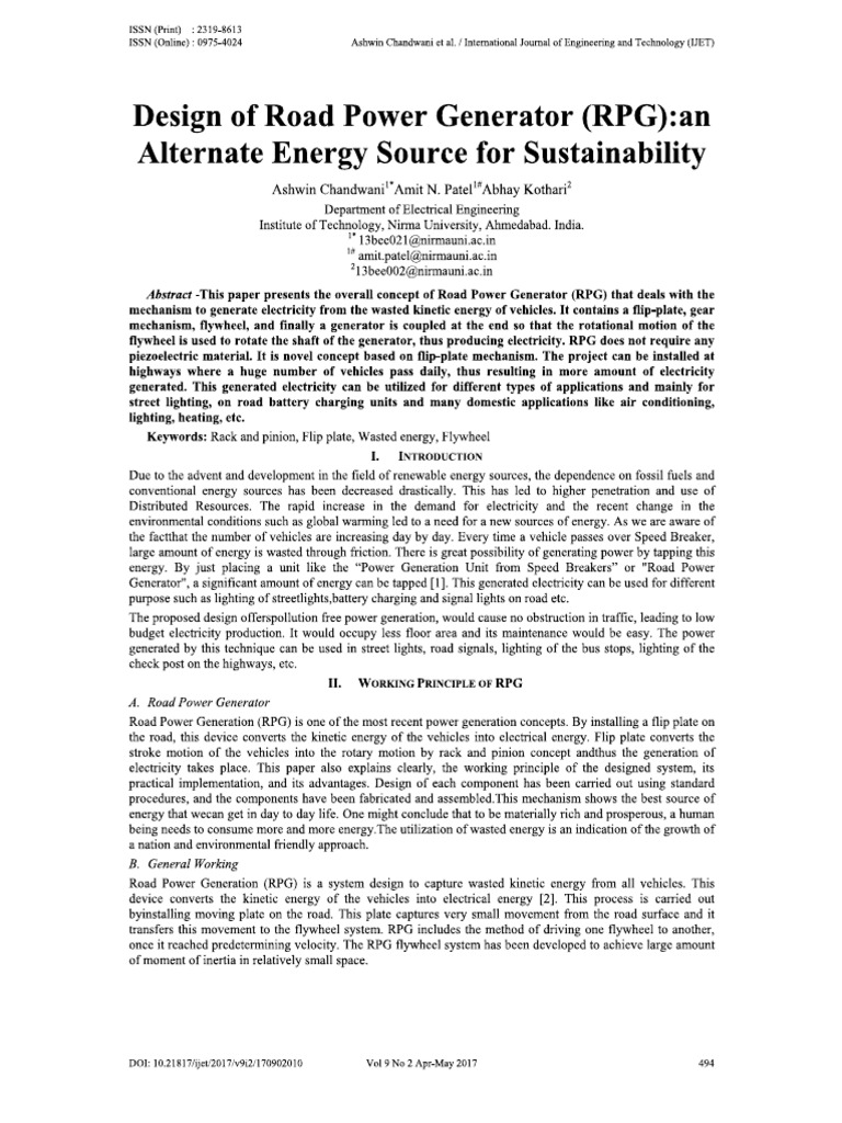 Design of Road Power Generator (RPG) | PDF