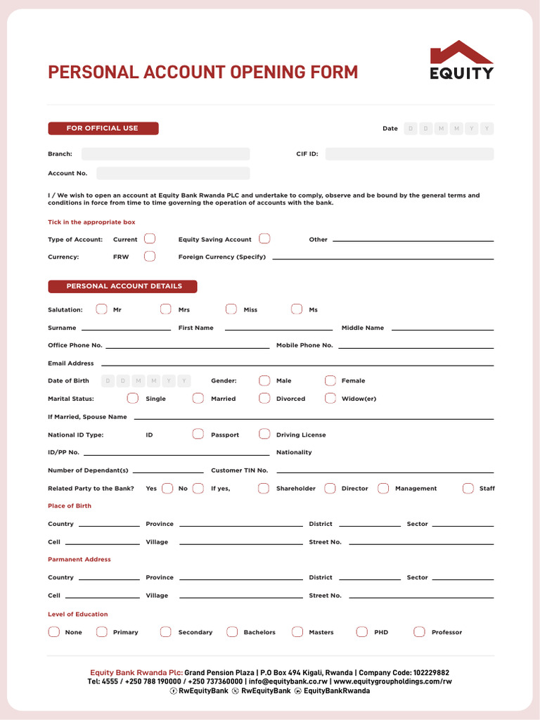 Personal Account Opening Form | PDF