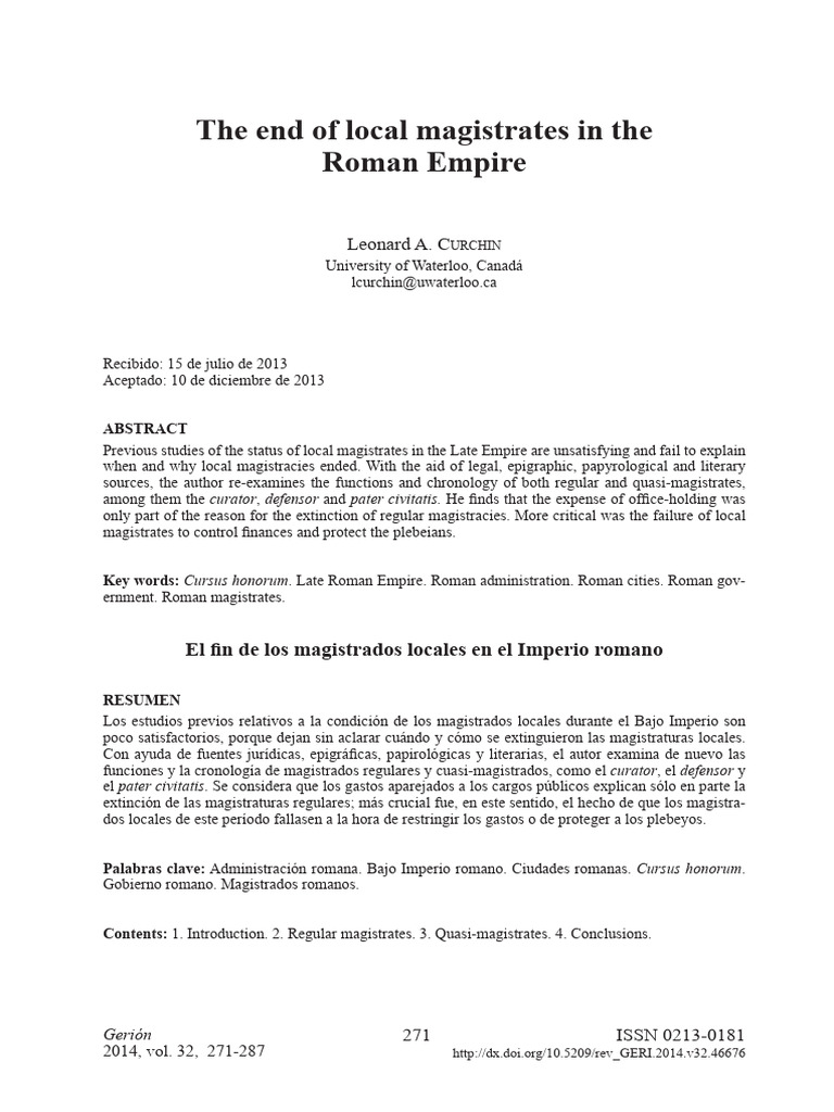Decline of Local Magistrates in Rome | PDF | Roman Empire | Ancient Rome