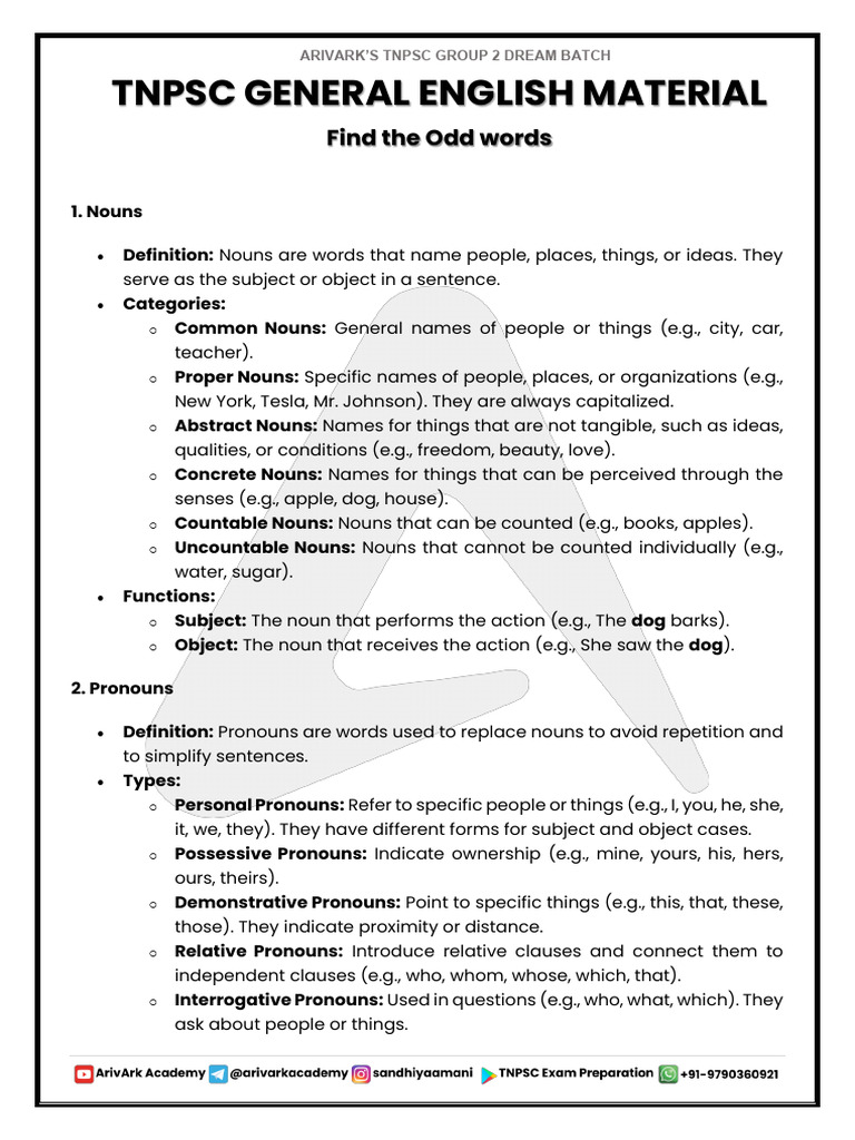 Identifying Odd Words in Grammar | PDF | Adverb | Adjective