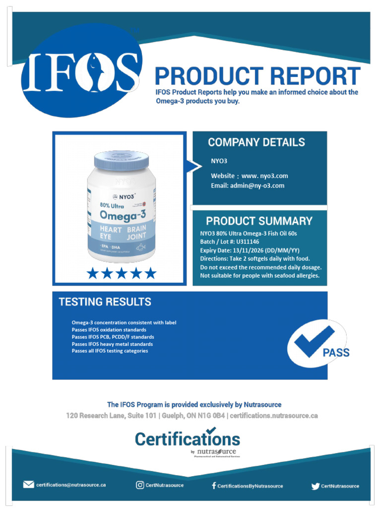 IFOS Compliance Report for NYO3 Omega-3 | PDF