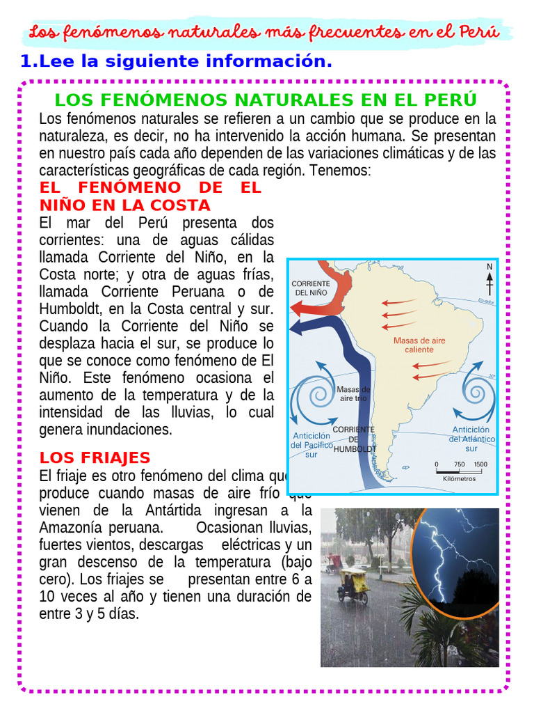 Ficha Los Fenònmenos Naturales Màs Frecuentes Maestra Janet | PDF ...