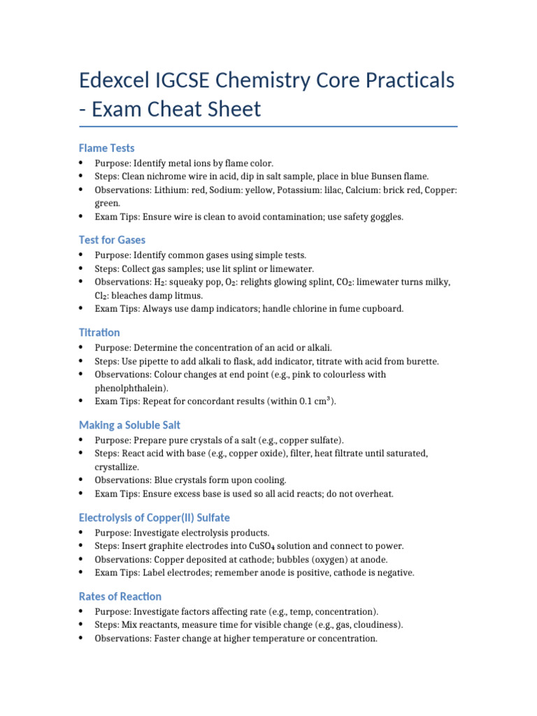 IGCSE Chemistry Practical Exam Guide | PDF | Solubility | Salt (Chemistry)