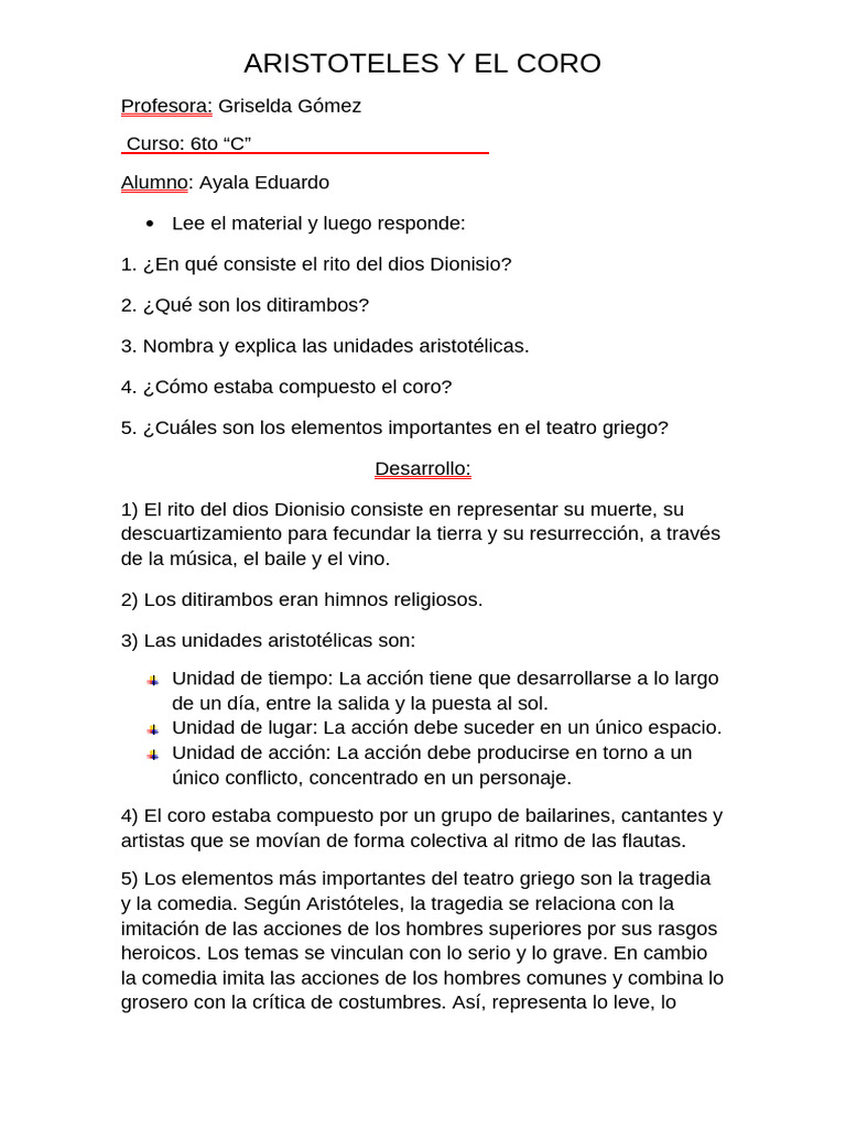 Aristóteles y el Coro en el Teatro Griego | PDF