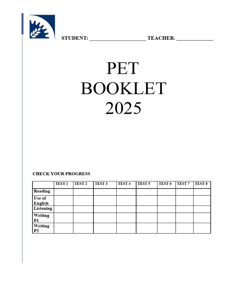 PET Booklet 2025: Progress Checks | PDF
