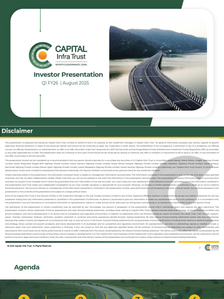 Q1 FY26 Investor Presentation Overview | PDF | Dividend | Debt