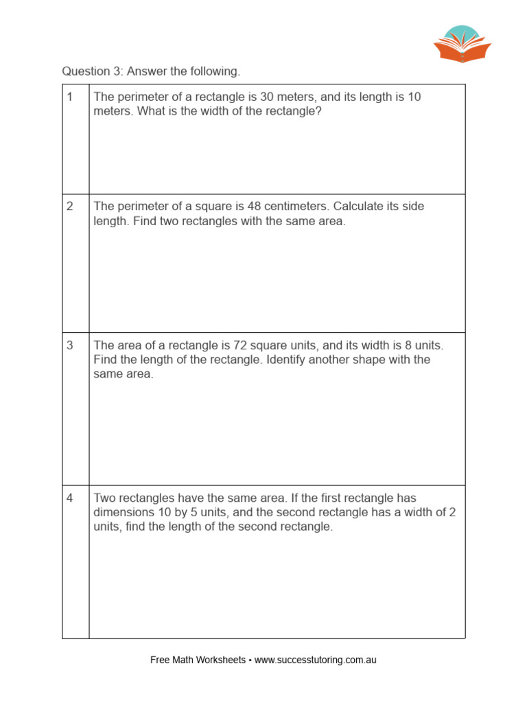 Rectangle Area and Perimeter Problems | PDF