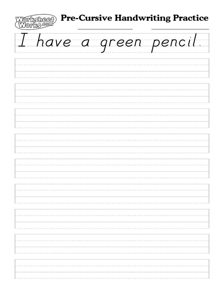 WorksheetWorks PreCursive Handwriting Practice 2 | PDF