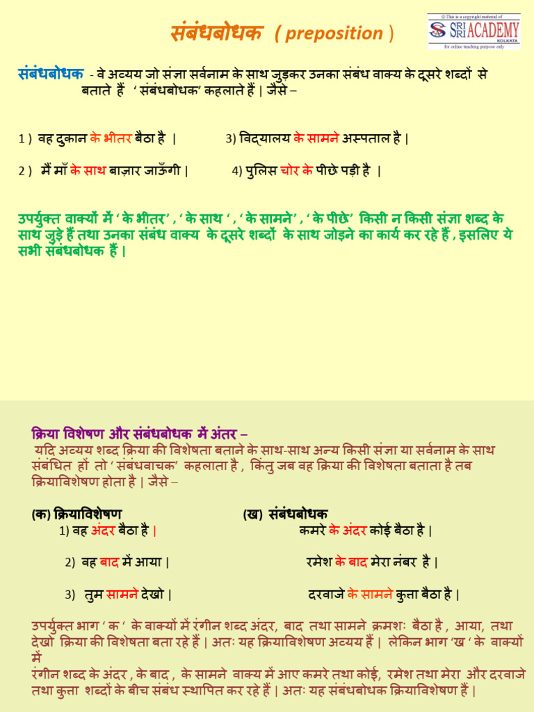 HINDI CLASS 7 Avyay | PDF