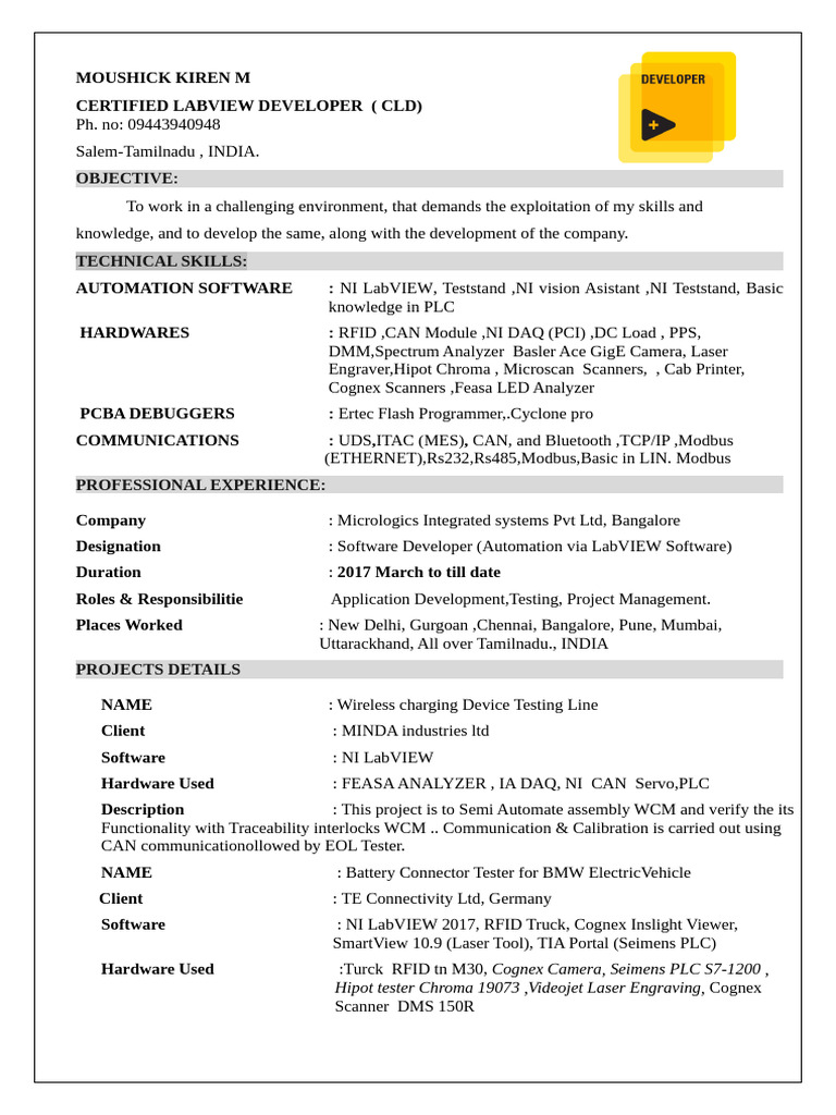 Moushick Kiren Resume 2020 | PDF | Computer Engineering | Computing