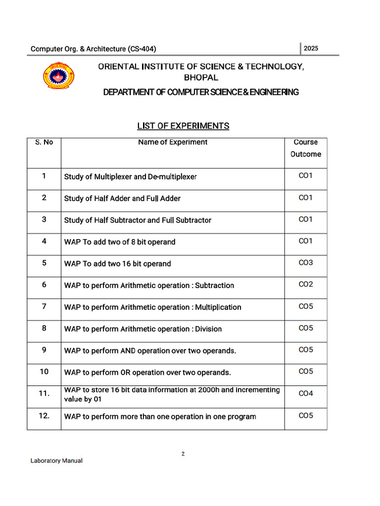 Coa Lab Manual-1 | PDF