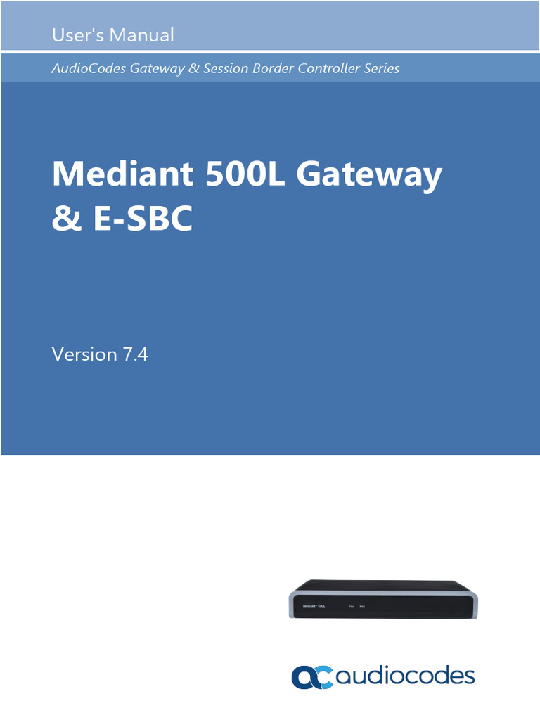 Mediant 500l Gateway and e SBC Users Manual Ver 74 | PDF | Session Initiation Protocol | Command ...