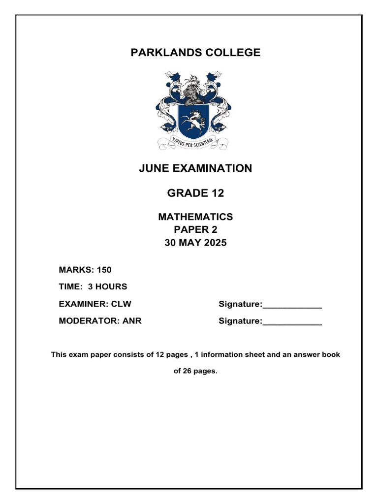 Grade 12 Mathematics Exam Paper 2 | PDF | Scatter Plot | Statistical ...