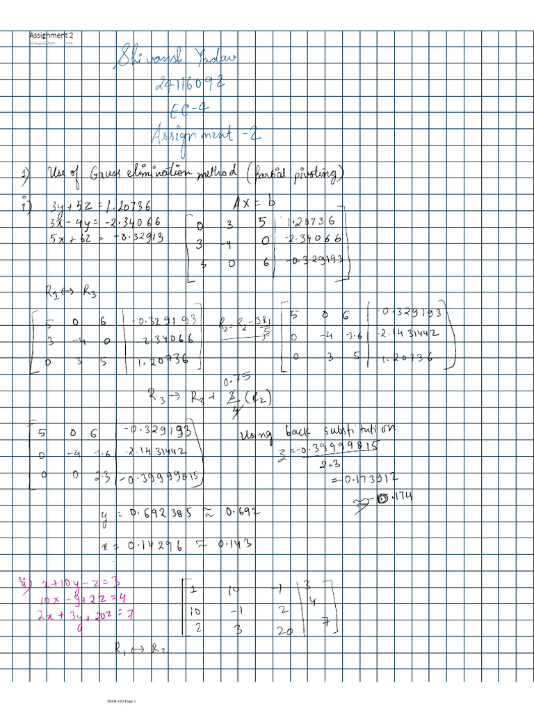 Shivansh Yadav Assignment 2 24116092 MAB-103 | PDF