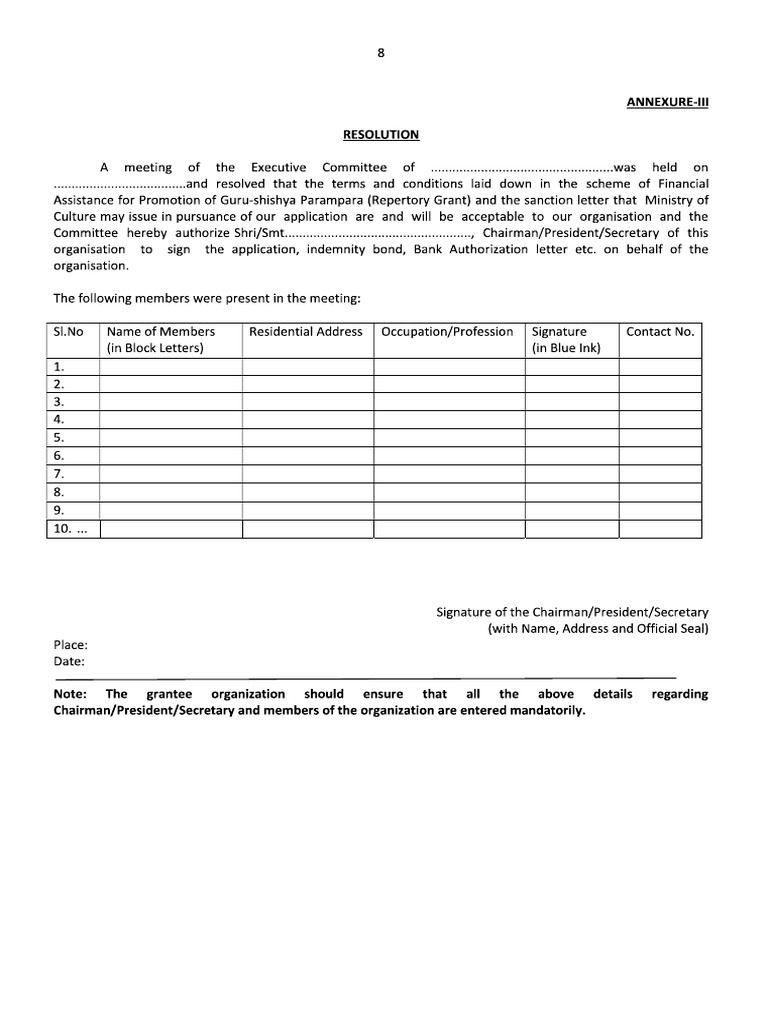 Resolution Grant 2024-25 | PDF