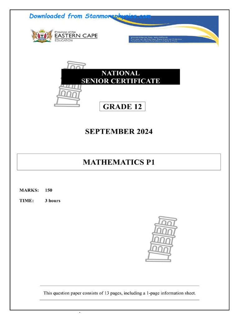 EC Maths Grade 12 September 2024 P1 and Memo | PDF
