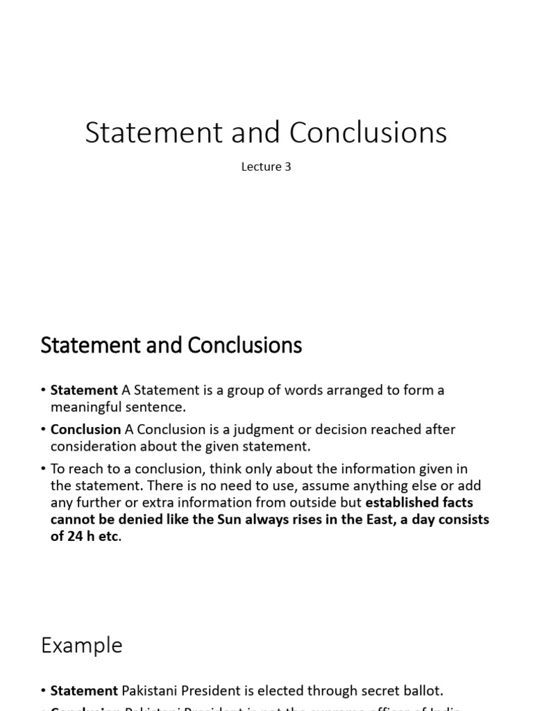Understanding Statements and Conclusions | PDF