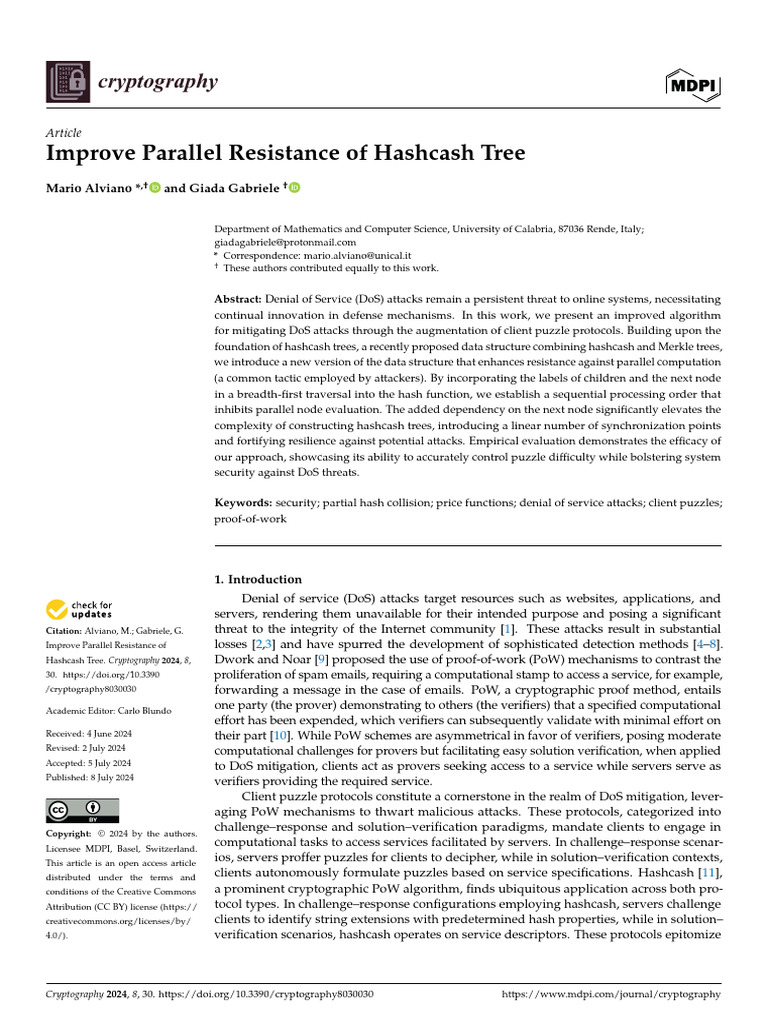 Improve Parallel Resistance of Hashcash Tree | PDF | Function (Mathematics) | String (Computer ...