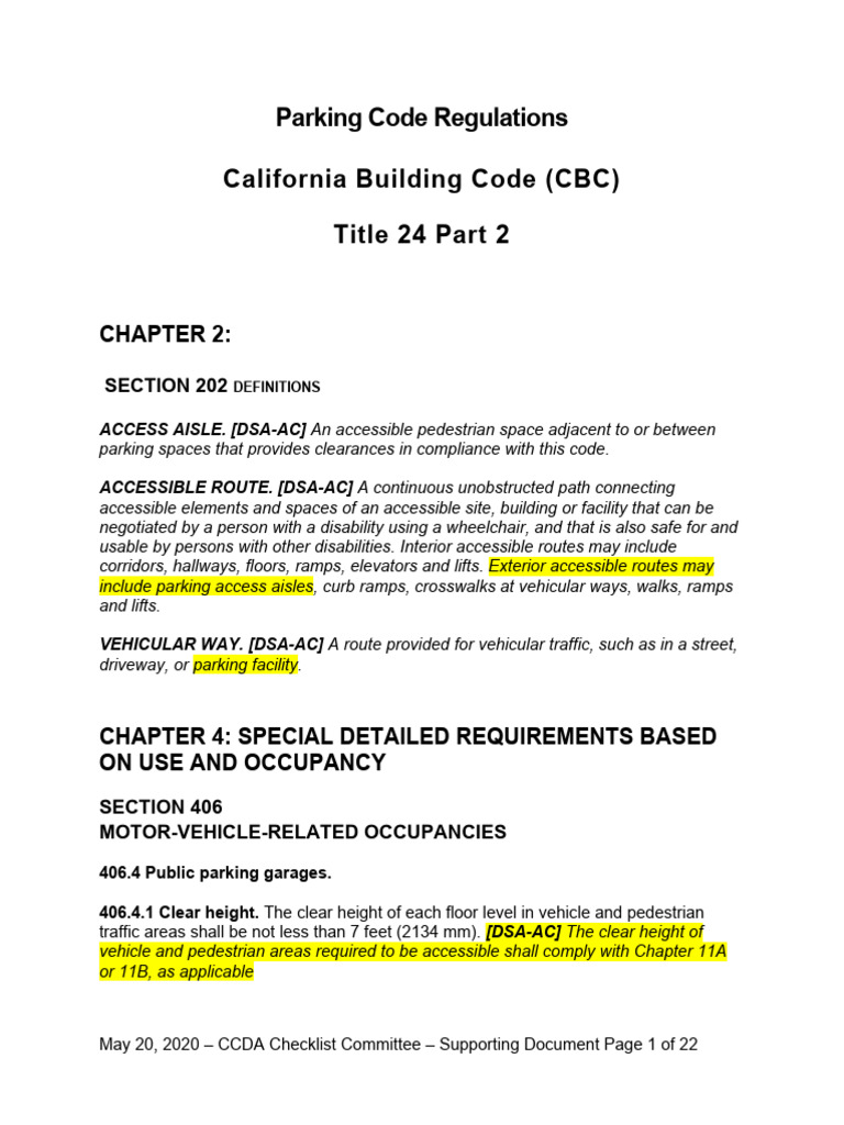Item 7A - Parking Code Regulations Accessible | PDF | Physical Therapy ...
