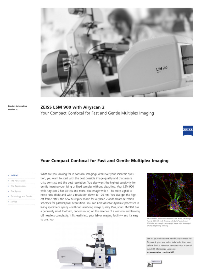ZEISS LSM 900: Compact Confocal Imaging | PDF | Confocal Microscopy ...