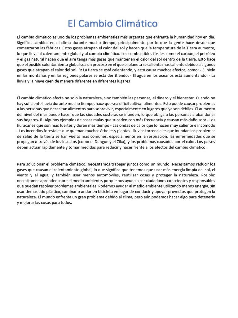 El Cambio Climático-1 | PDF | Cambio climático | Entorno natural