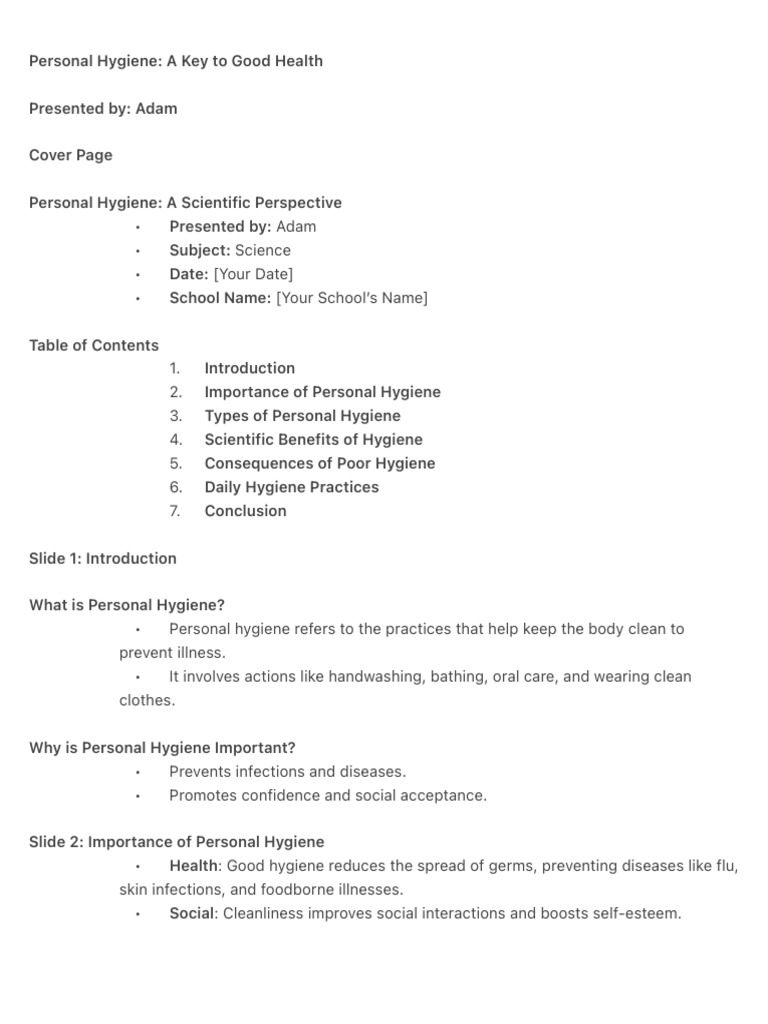 Essential Guide to Personal Hygiene | PDF | Hygiene | Hand Washing