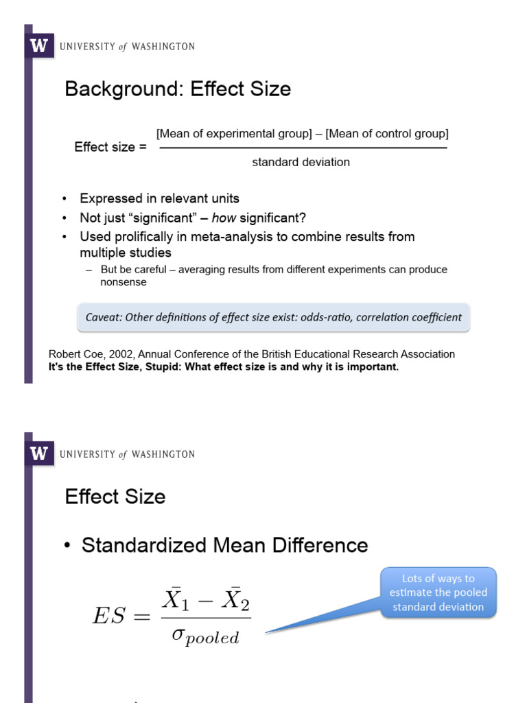 040 Effect Size Meta Analysis Heteroskedasticity Pptx -- Bill Howe | PDF | Effect Size ...