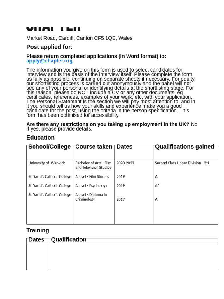 Chapter Application Form 2023 | PDF | Criminal Record | Justice