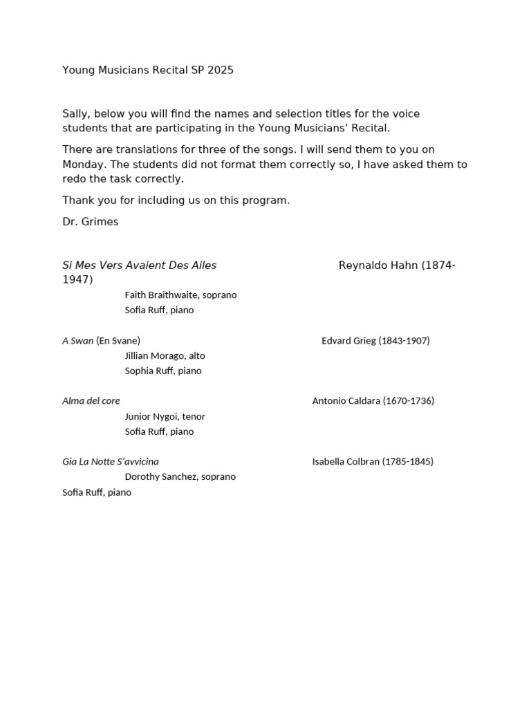 Young Musicians' Recital SP2025 A-2 | PDF