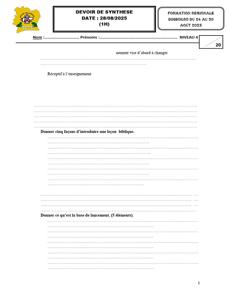 Devoir de Synthese | PDF