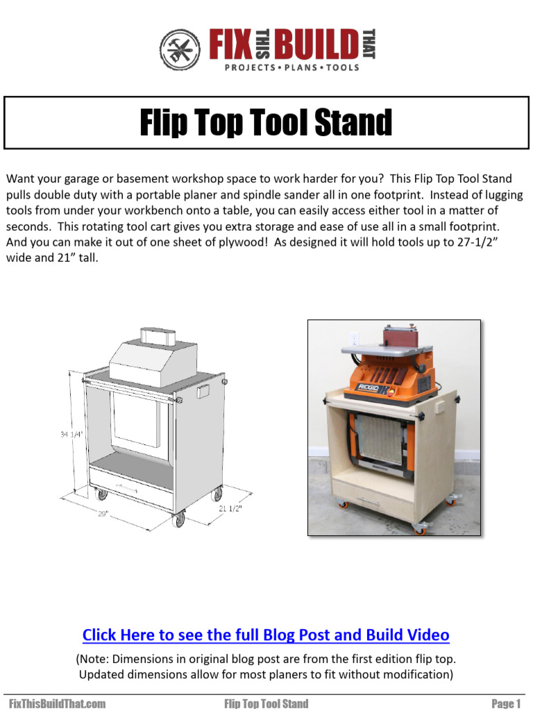 DIY Flip Top Tool Stand Plans | PDF | Screw | Drill