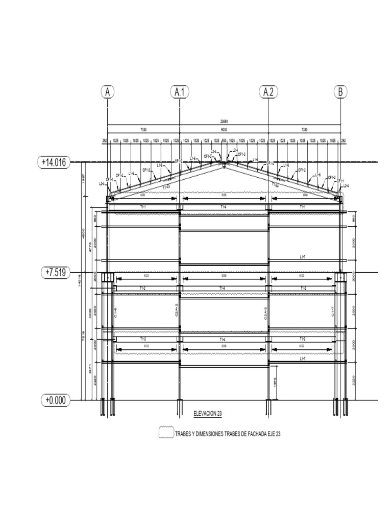4 - Elev. Eje 23 (Trabes Fach.) | PDF