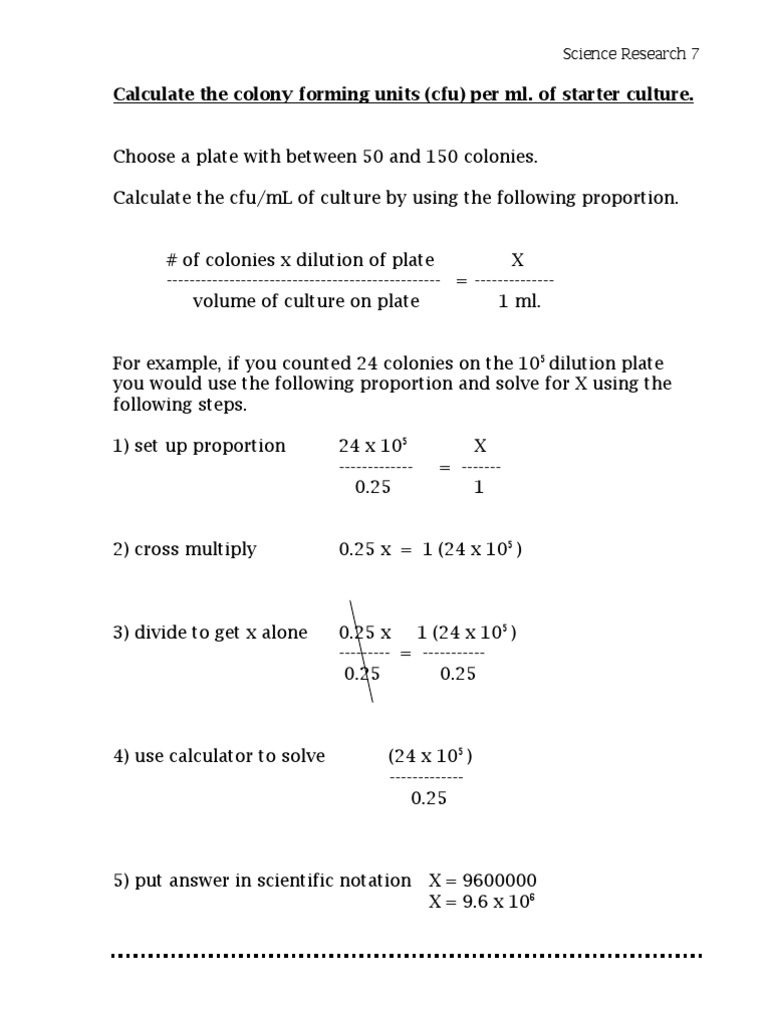 Calculate The Colony Forming Units | PDF