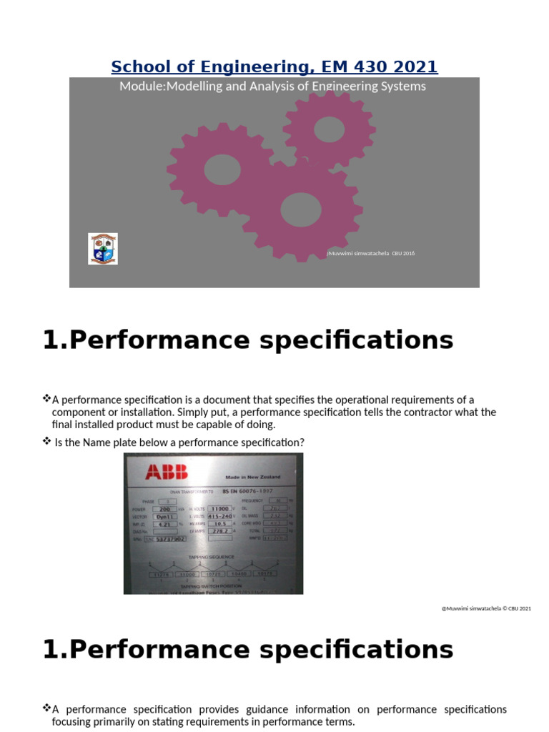 Performance Specifications in Engineering | PDF | Transformer ...