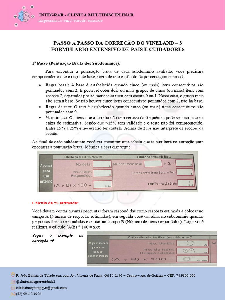 Correção do Vineland-3: Passo a Passo | PDF