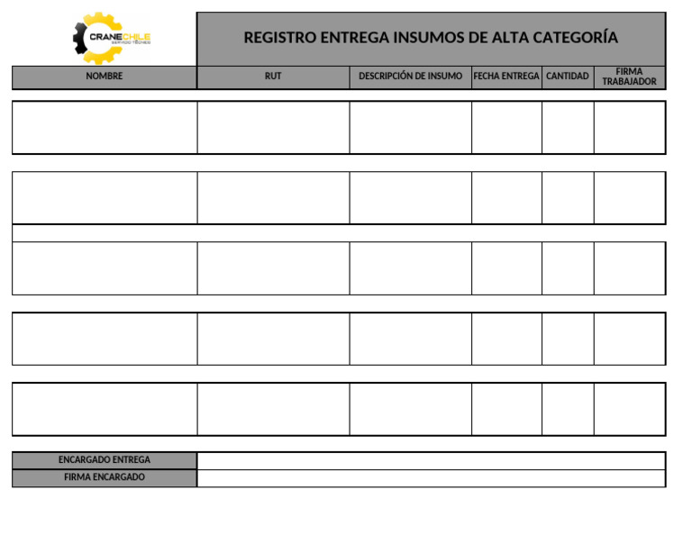 Formato Registro Entrega Insumo de Alta Categoría | PDF