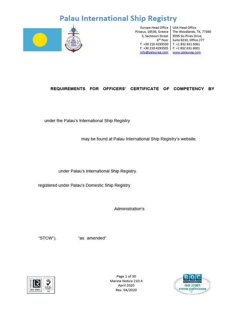 MN 210 4 Requirements For Seafarer Certificates COC | PDF | Sailor ...