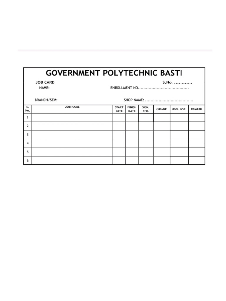 Job Card | PDF