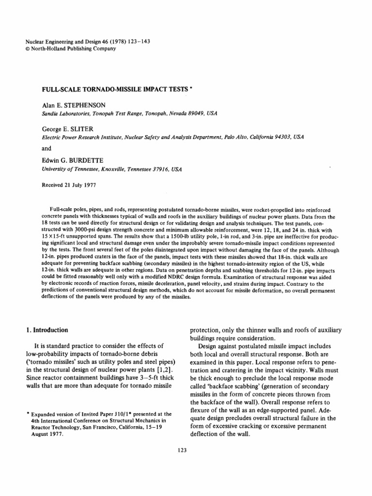 (PAPER) Stephenson A E Sliter G E Burdette E G (1978) EPRI NP-440 Full ...