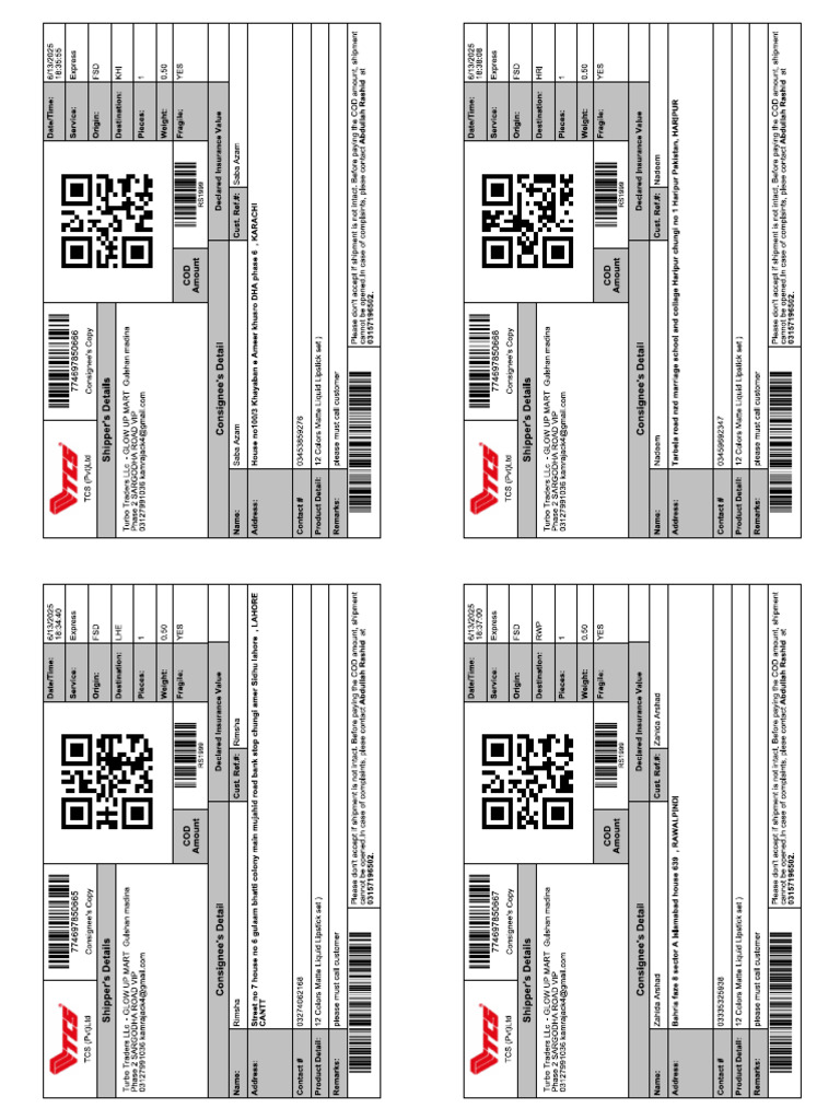 Tcs Print Label | PDF