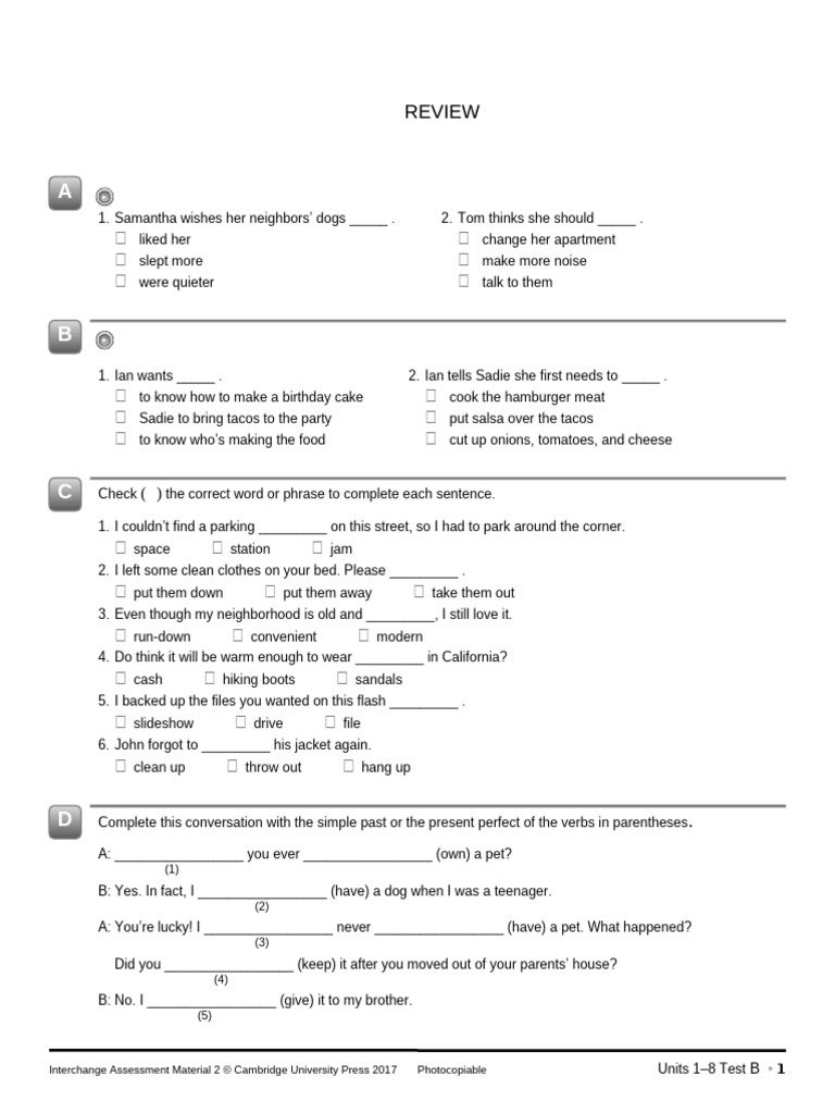 Review Interchange 2 | PDF | Meal