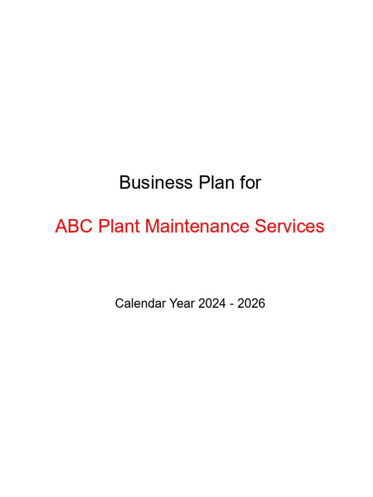 Business Plan for ABC Plant Maintenance | PDF | Water Treatment ...