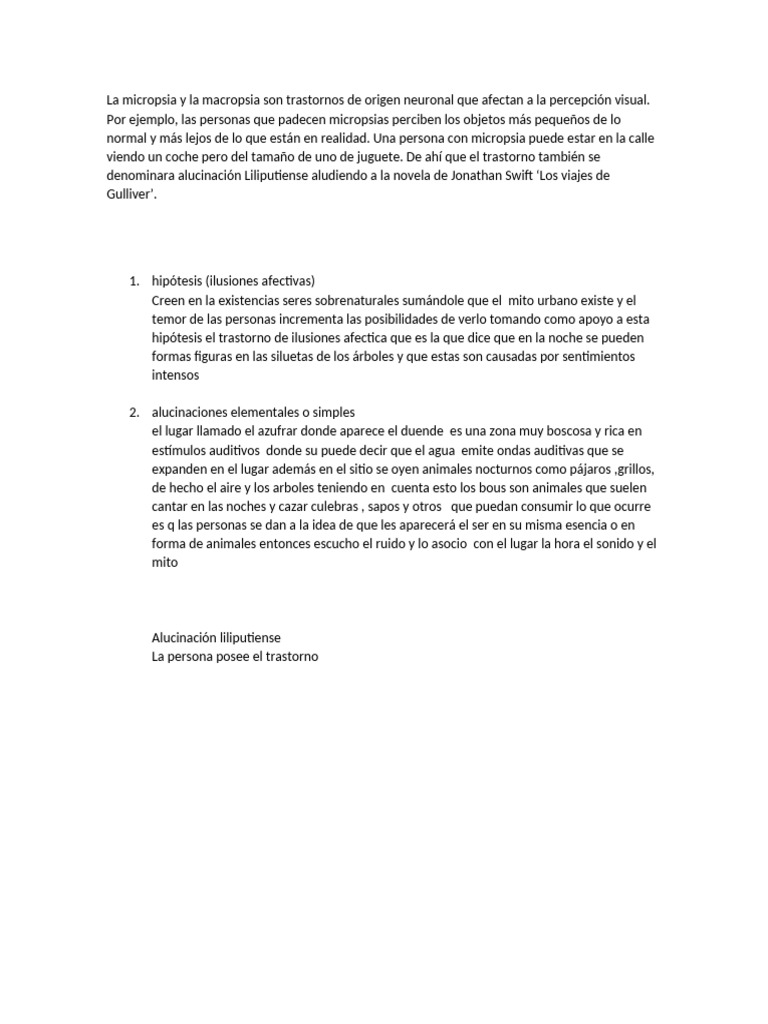 Micropsia y macropsia: trastornos visuales | PDF