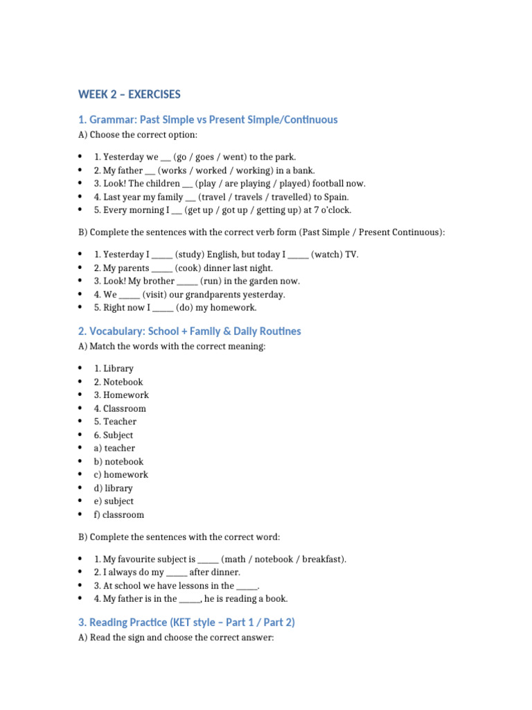 Week - 2 - Exercises KET | PDF